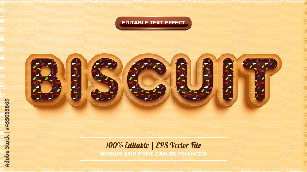 biscuit text style effect editable Stock Vector | Adobe Stock