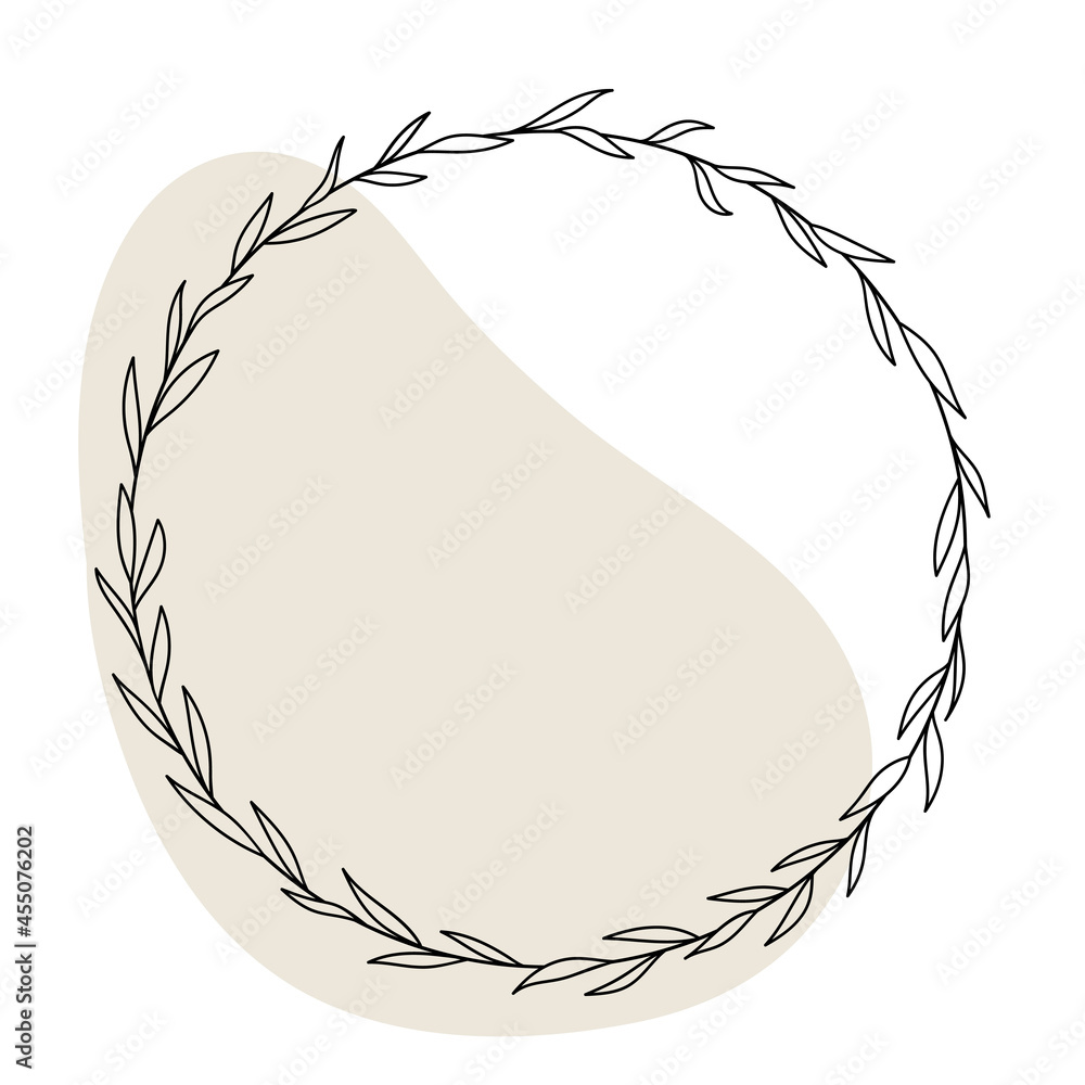 Floral frame, laurel wreath. Botanical vector border for your design ...