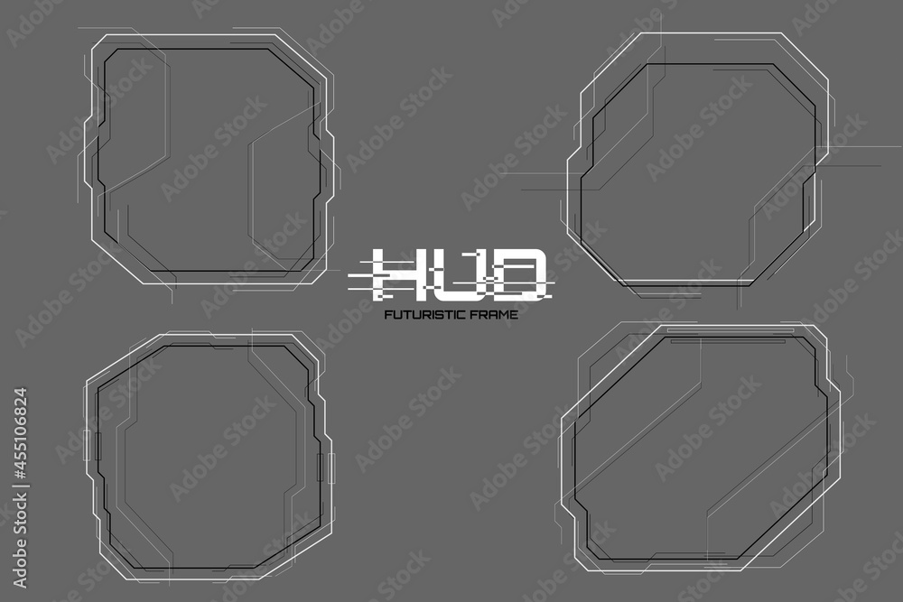 HUD Futuristic Modern Line Border Frame Screen Element Set. UI ...