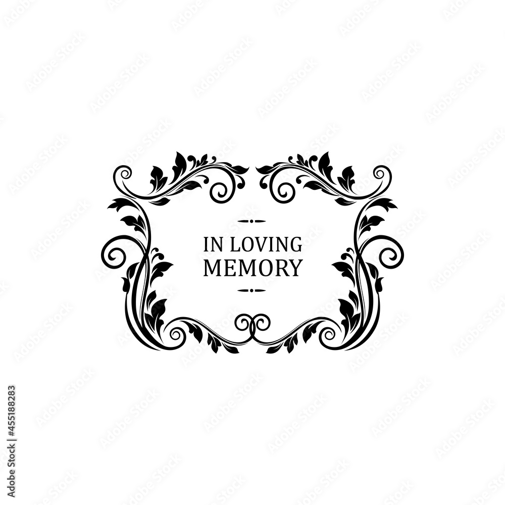 Condolence message in loving memory lettering isolated. Vector funeral ...