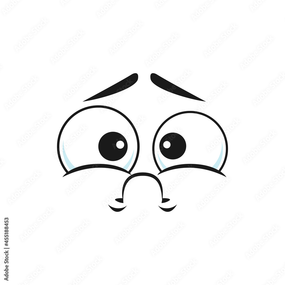 Vektor Resentful or annoyed emoticon with curved smile and big eyes ...