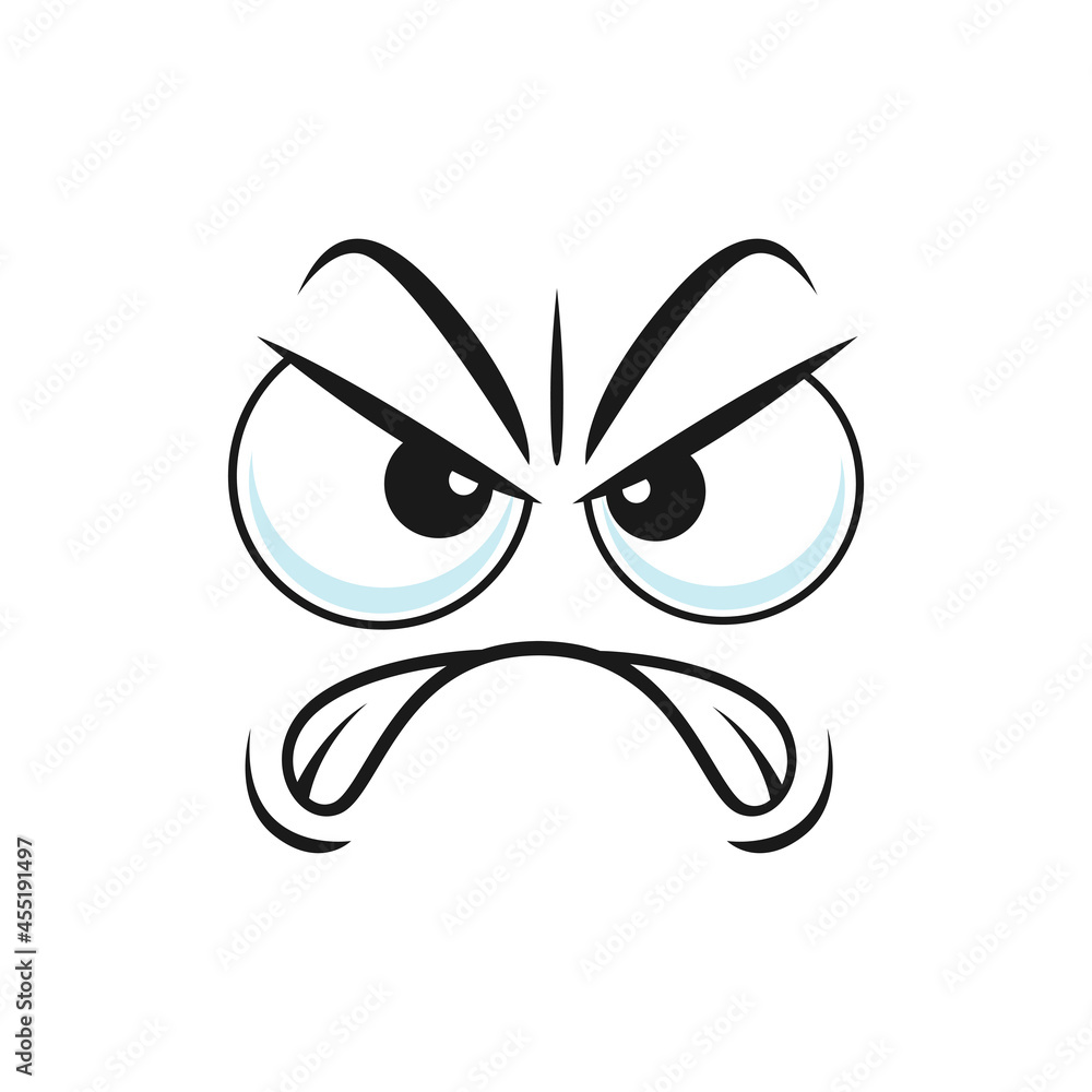 Angry disbelief emoticon expression, distrusted sad mood emoji ...