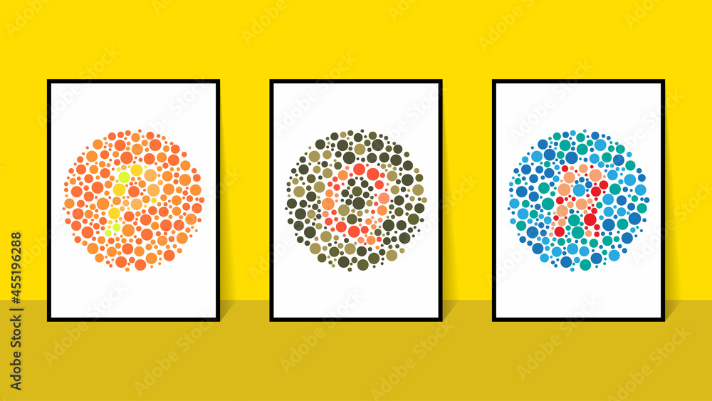 vector graphic of color blind Test. Ishihara Test daltonism color ...