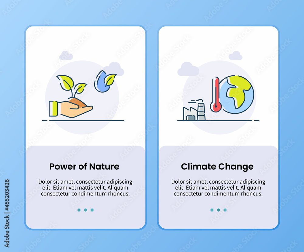 power of nature and climate change onboarding template for mobile ui ...