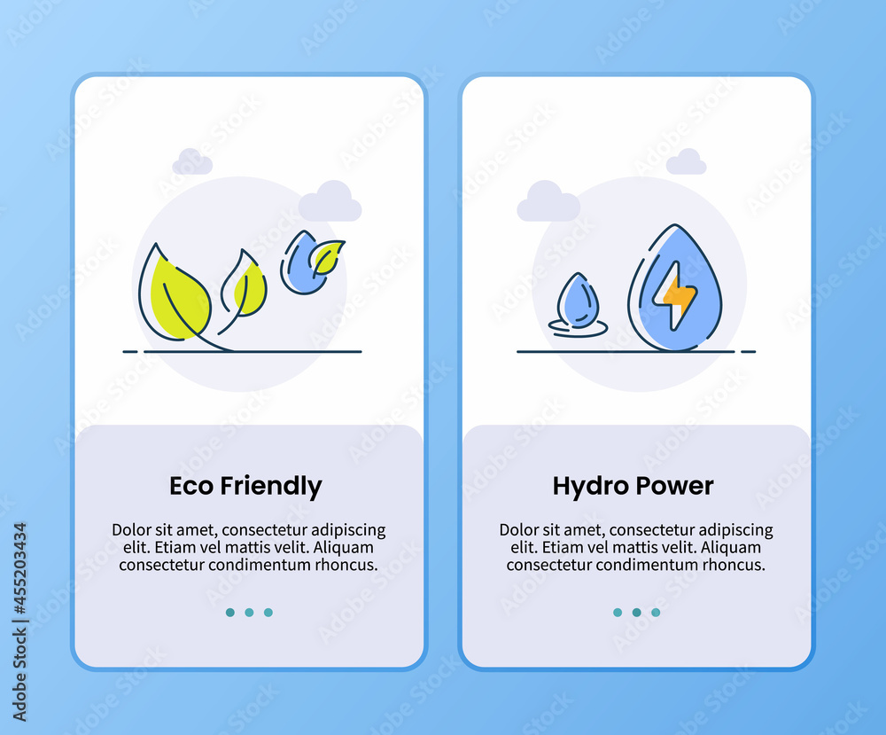 eco friendly and hydro power onboarding template for mobile ui app ...