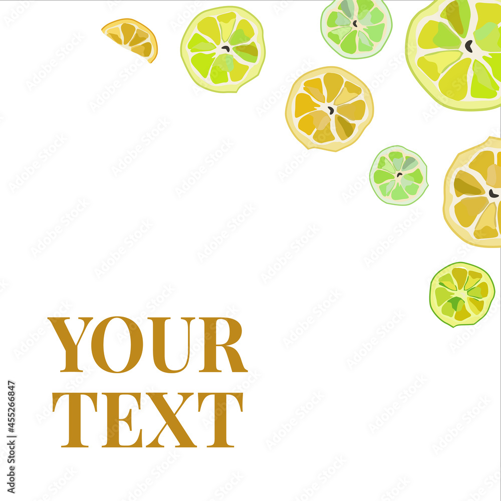 Frame of lemon branches. Vector border for lemonade labels, summer ...
