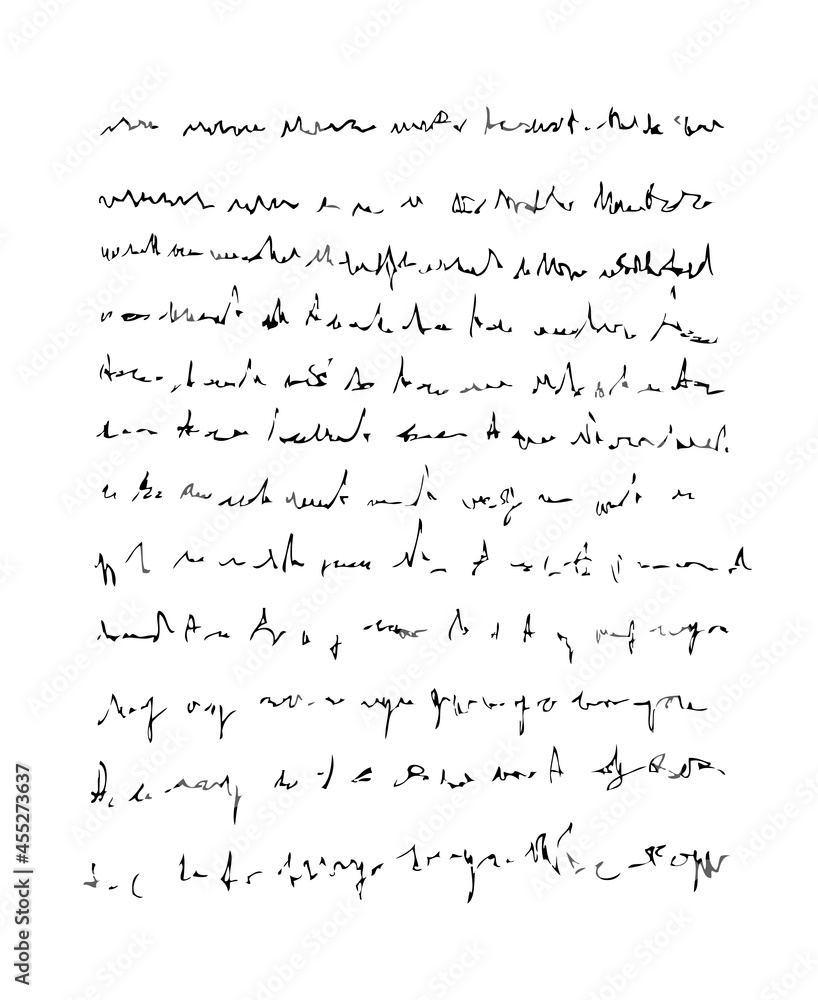 Simple Vector Hand Draw Sketch Fake Abstract Letter, landscape format ...