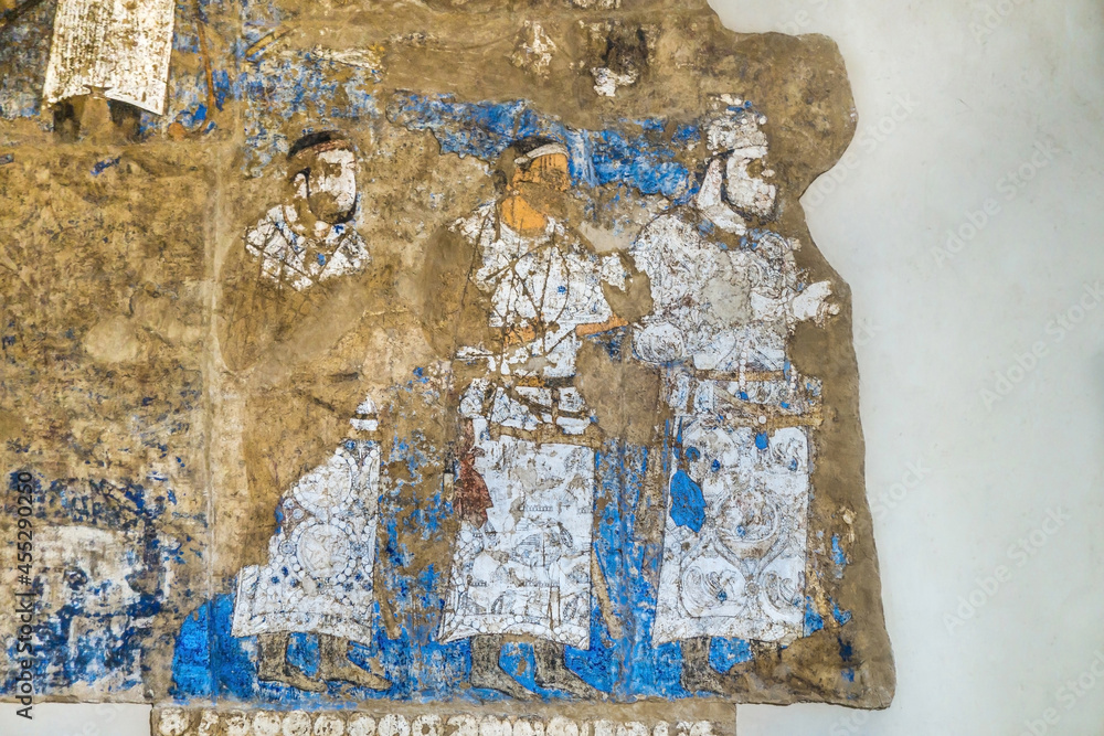 Antique fresco of VII-VIII AD from Central Asia from Ishkhid palace ...