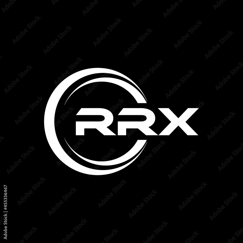 Stock-Vektorgrafik „RRX letter logo design with black background in ...