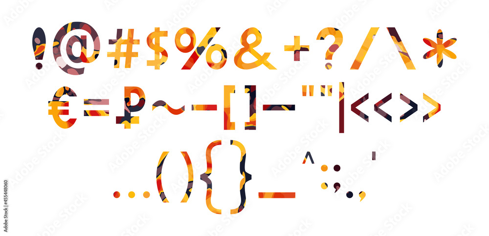 Punctuation marks, mathematical symbols and currency symbols. Percent ...