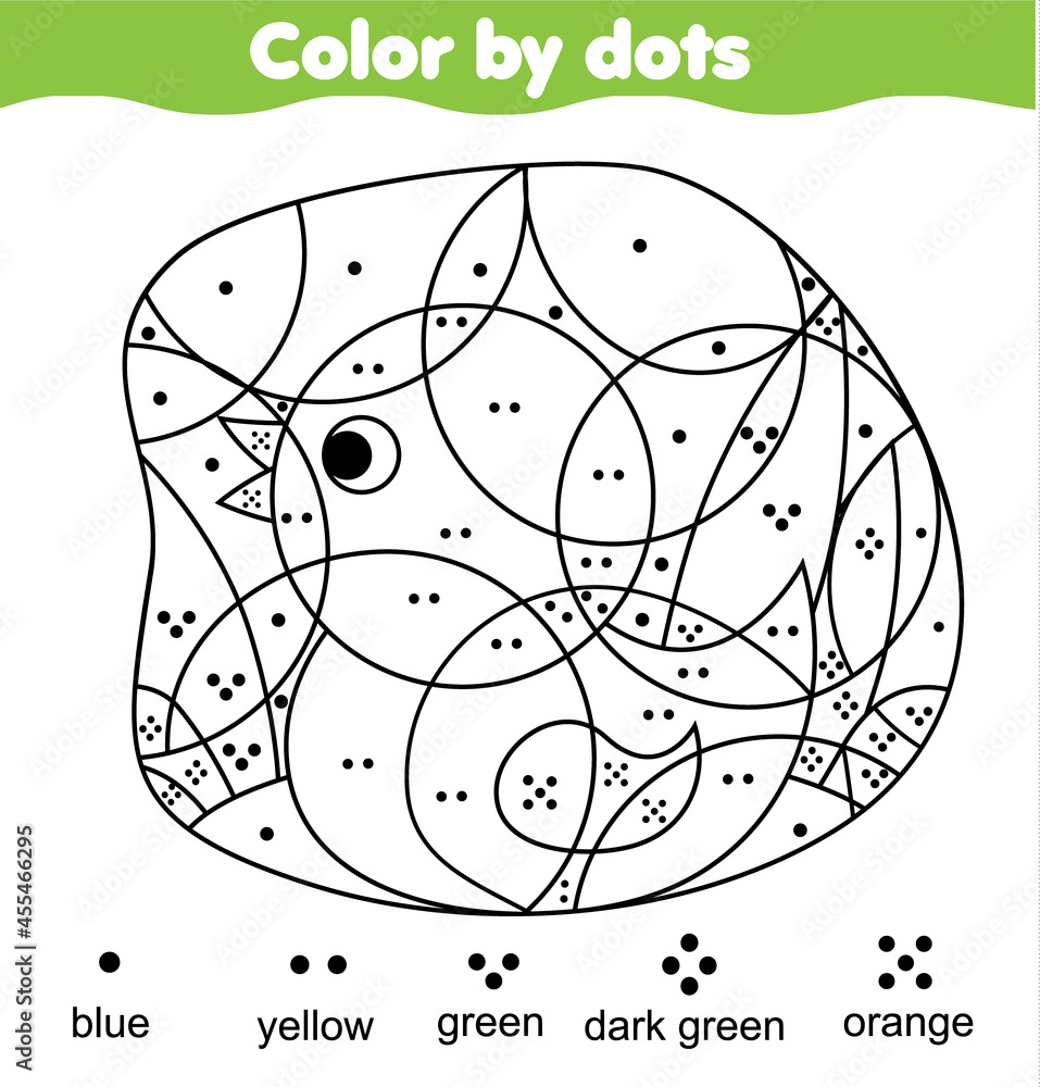 Duck coloring page. Color by dots, printable activity. Children ...