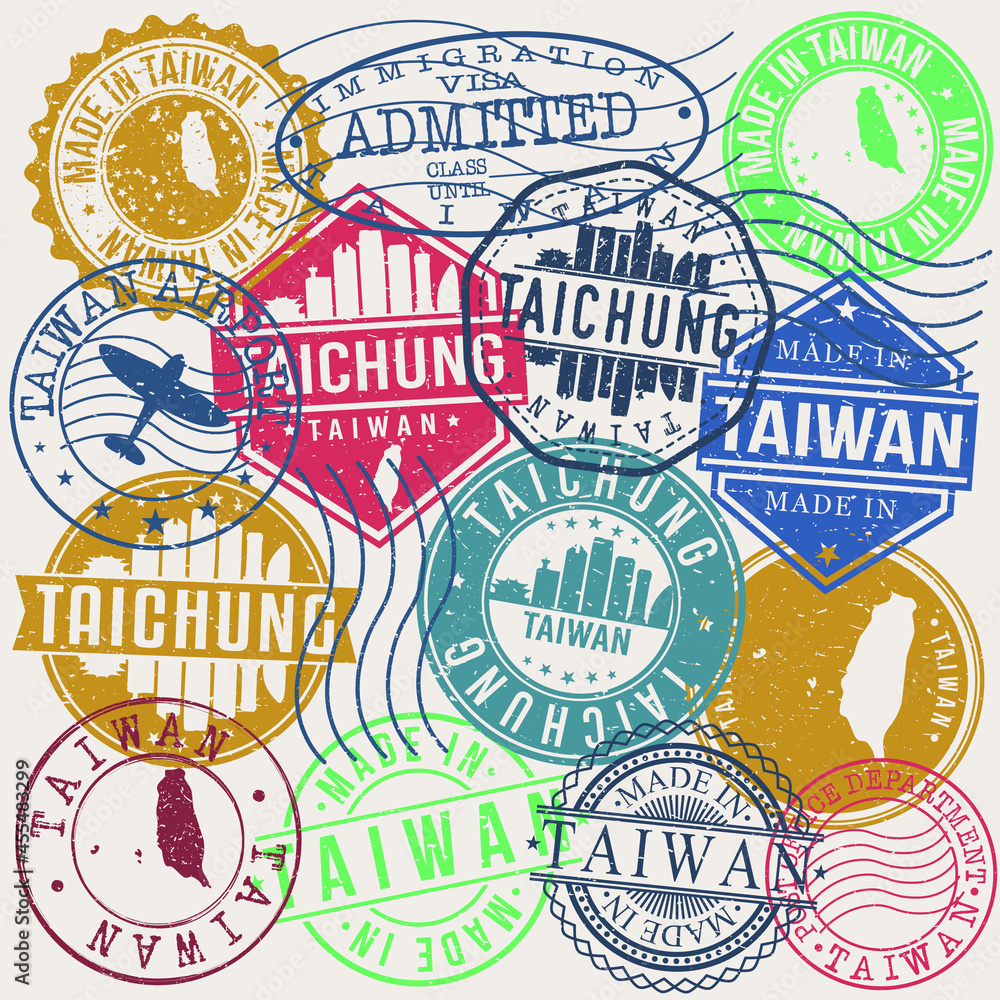 Taichung, North District, Taichung City, Taiwan Set of Stamps. Travel ...