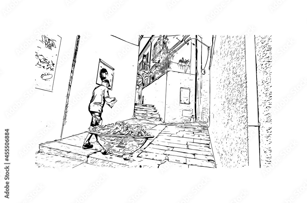 Building view with landmark of La Maddalena is the commune in Italy ...