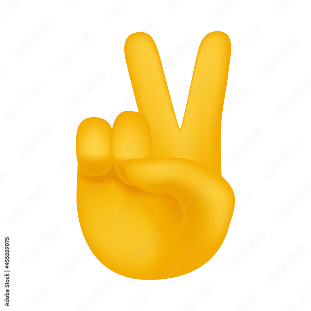 Victory Hand Gesture Emoji Icon Illustration Sign. Hippy Sign Peace ...