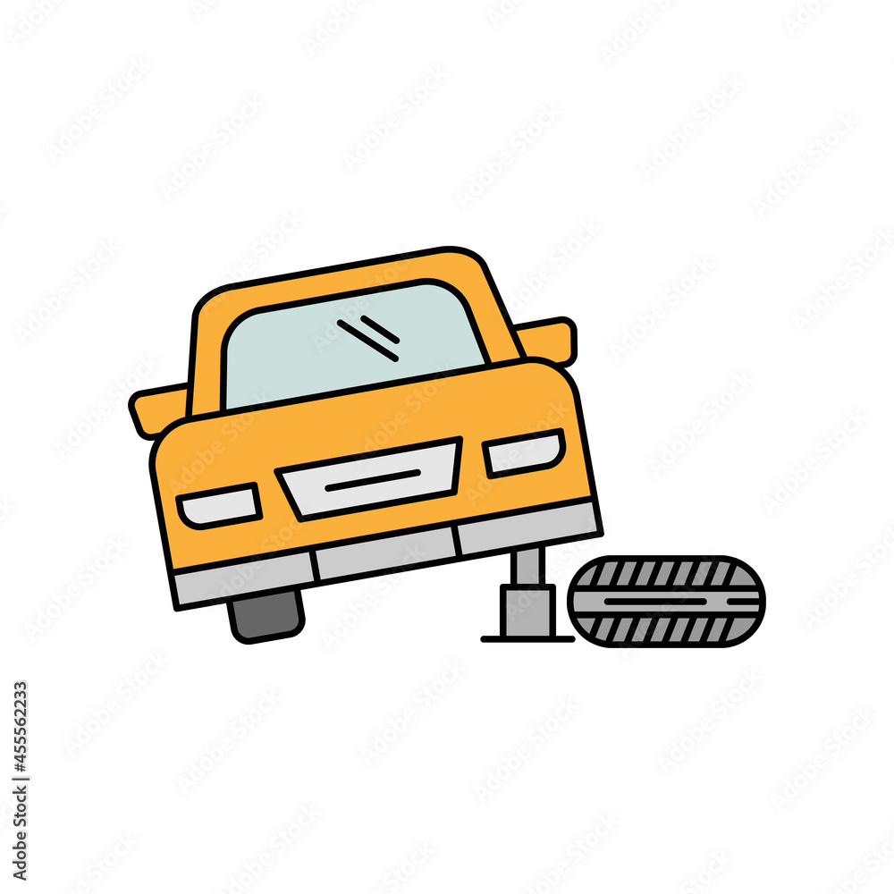tire, transportation line icon colored. element of car repair ...