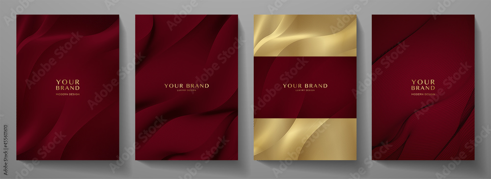 Contemporary technology cover design set. Luxury background with maroon ...
