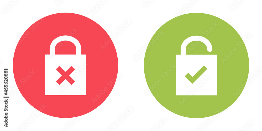 Conjunto de icono de candado abierto y cerrado. Concepto de seguridad ...