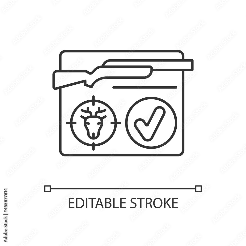 Junior hunting license linear icon. Hunt birds and animals. Hunter ...