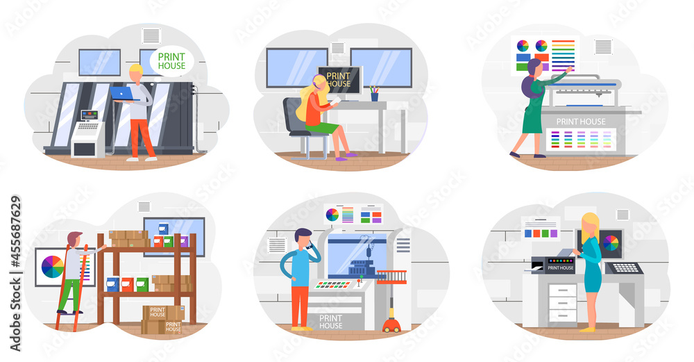 Printing house polygraphy industry composition. Print and polygraphy ...