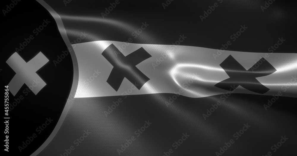 Black and white Lmanburg Flag, Dream SMP Flag with waving folds, L ...