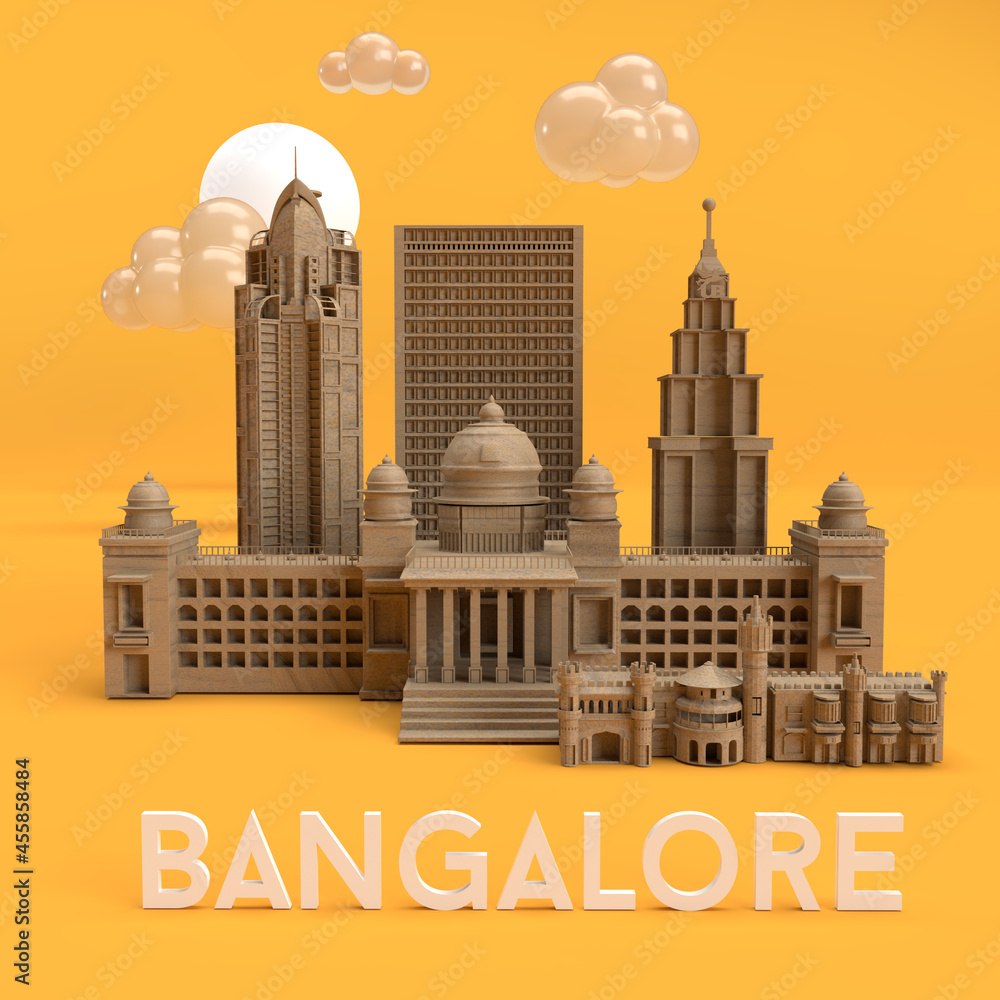 Bangalore city of Karnataka, India 3d render Stock Illustration | Adobe ...