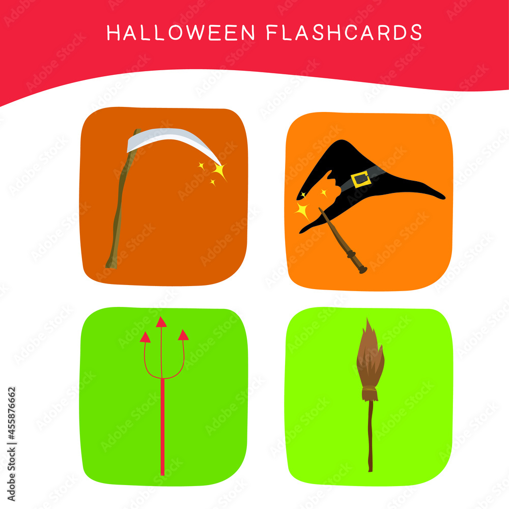 Halloween Flashcards for Children. Cute creepy Halloween flashcards ...