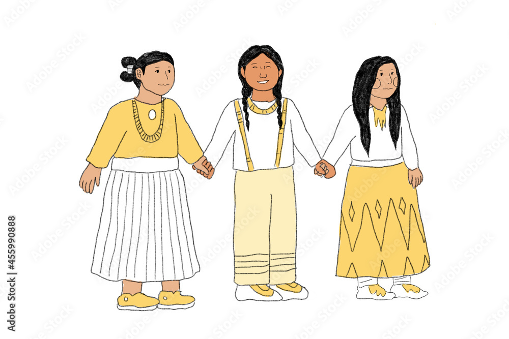 Indigenous children holding hands Stock Illustration | Adobe Stock