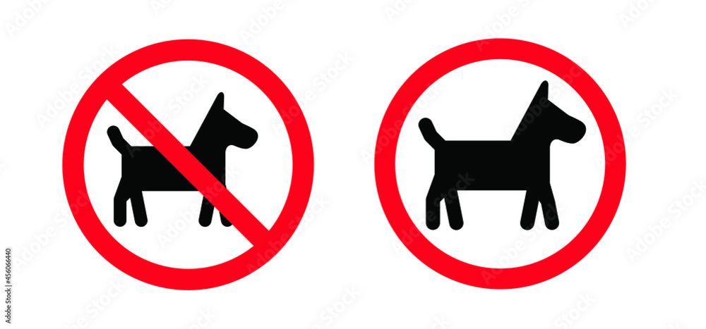 Cartoon no dog area icon. Flat vector no dogs pictogram. Puppy print ...