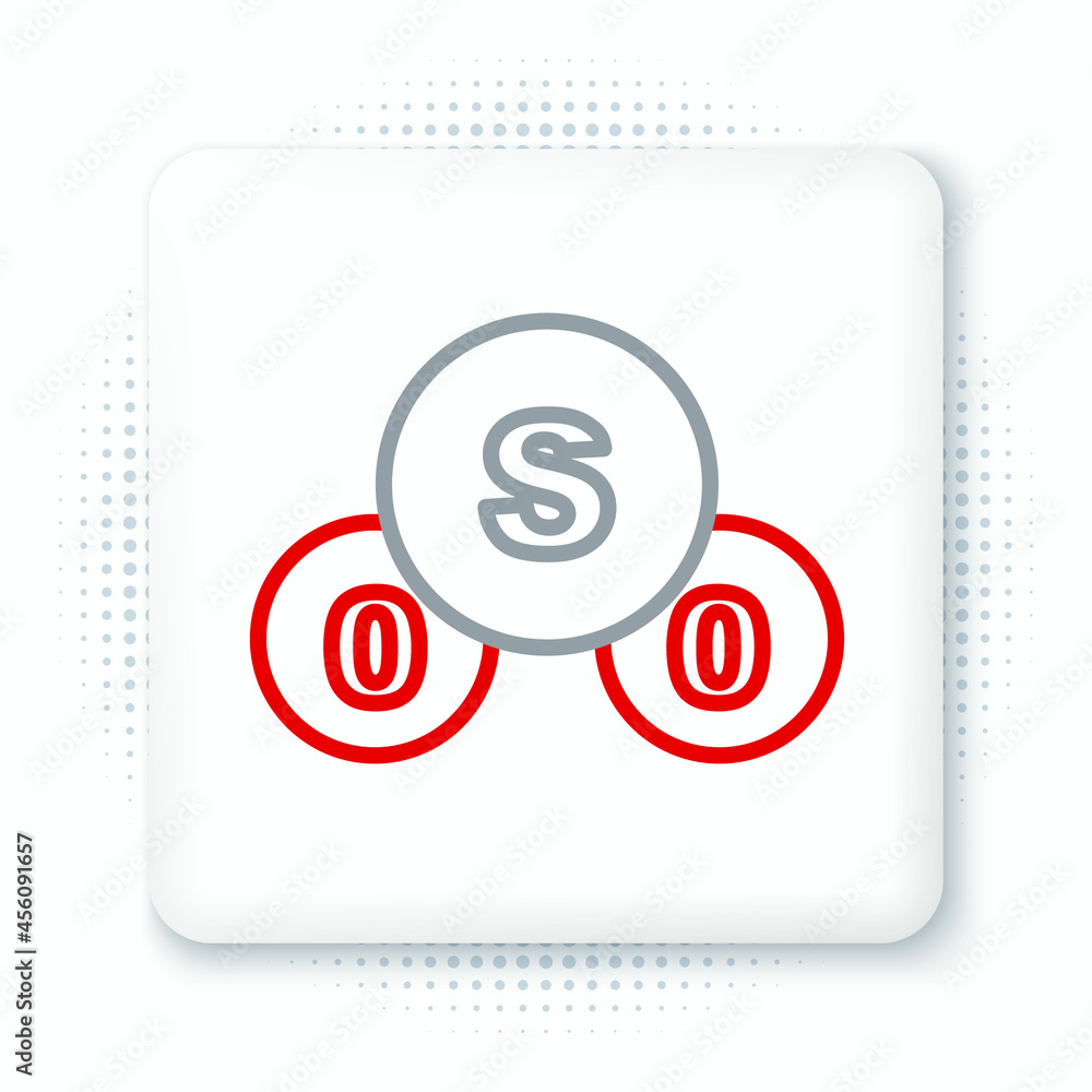 Line Sulfur dioxide SO2 gas molecule icon isolated on white background ...