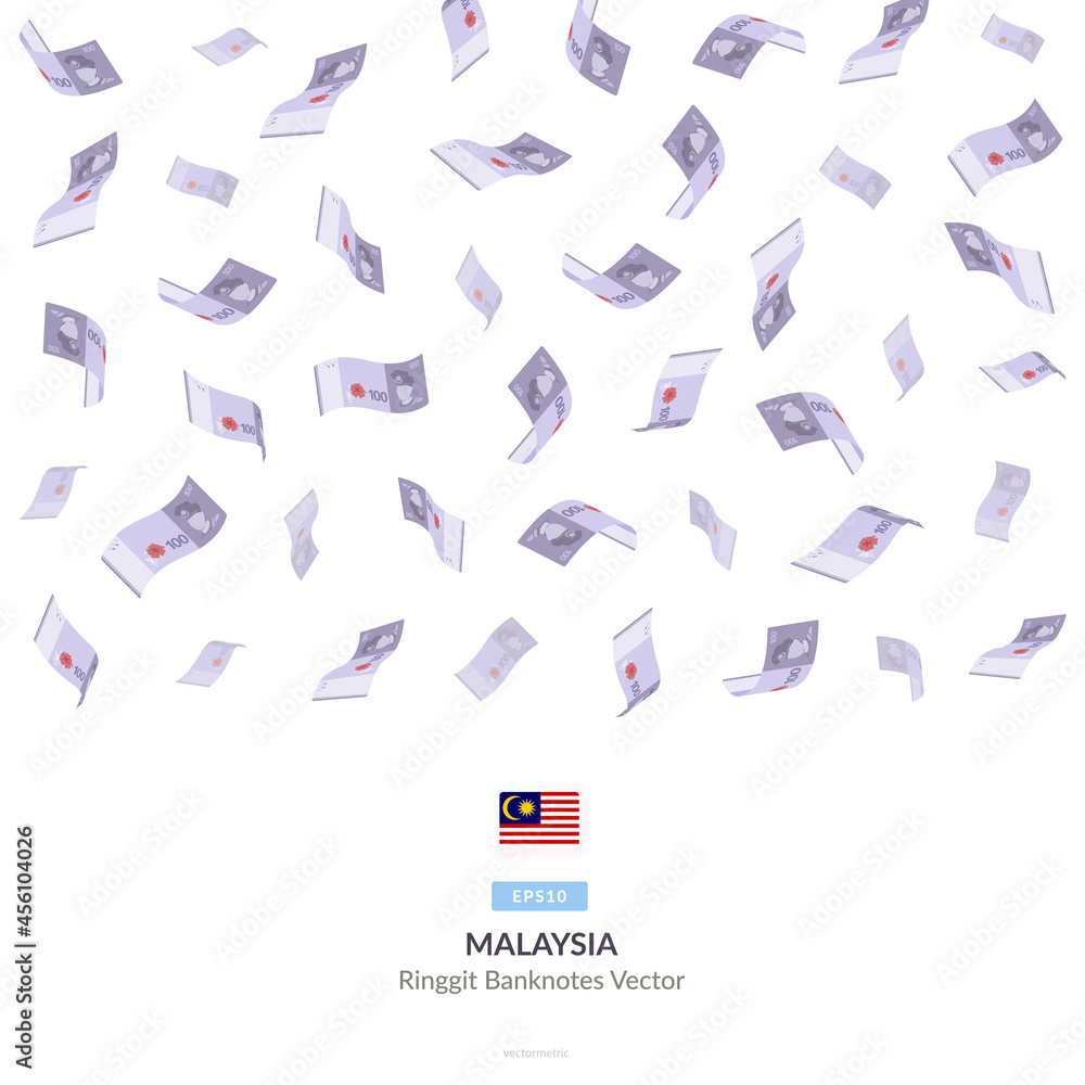 Vector de Stock 100 Malaysian Ringgit Raining Falling, Malaysia Ringgit ...