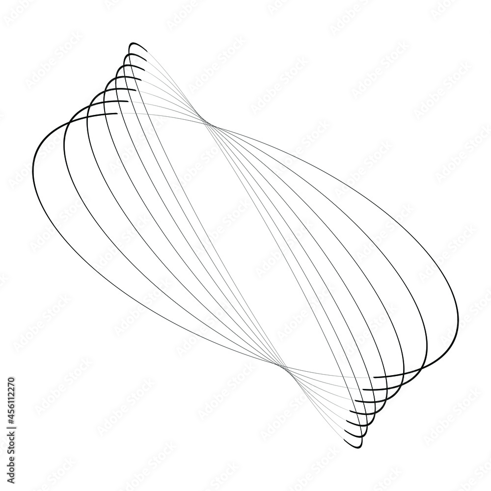 Black concentric ellipses in spiral form. Vector illustration. Trendy ...