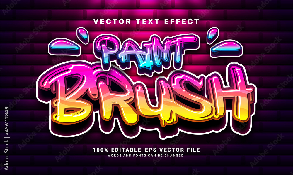 Paint brush 3D text effect, editable graffiti and colorful text style ...