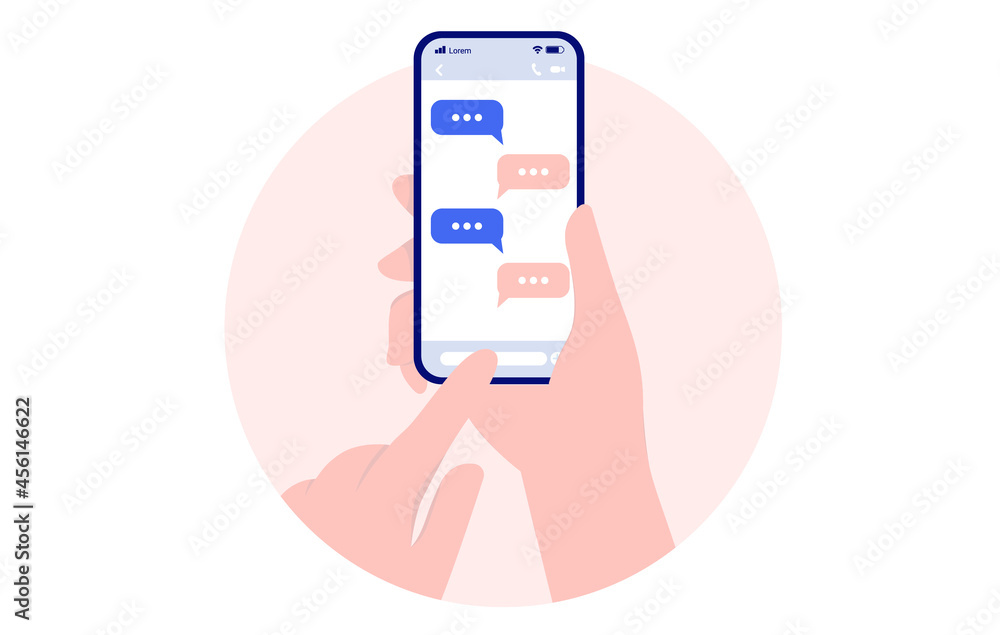 Texting on mobile phone - Hand holding smartphone and writing text ...