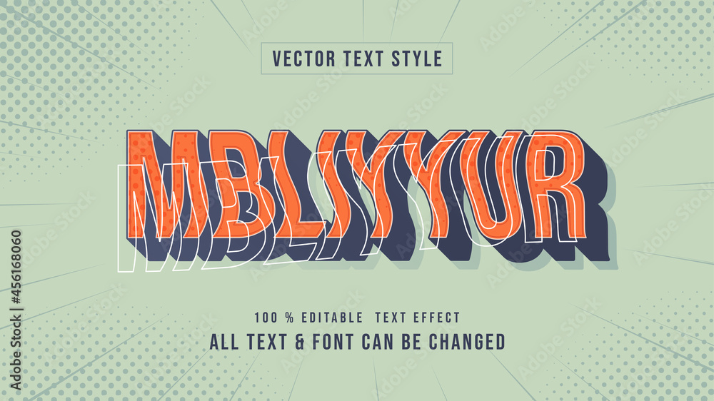 Mbliyur vector retro text style effect. Editable illustrator text style ...