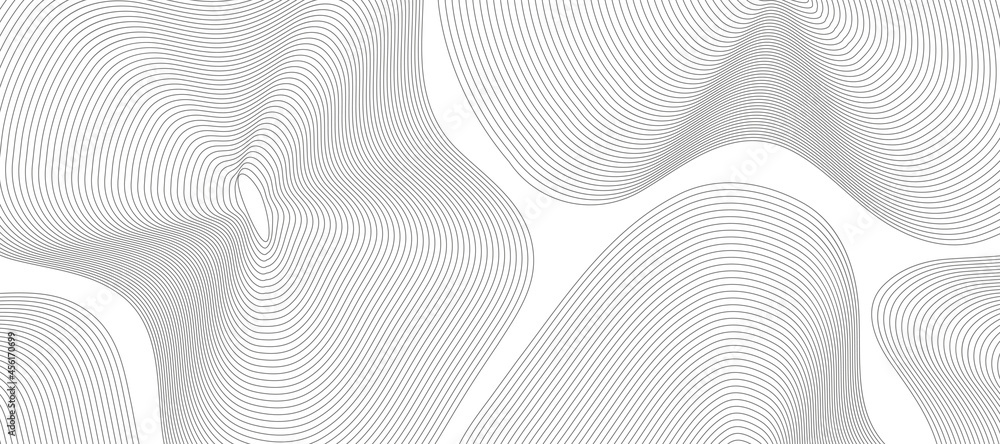 Abstract gray wavy lines background. Minimal topographic line contour ...