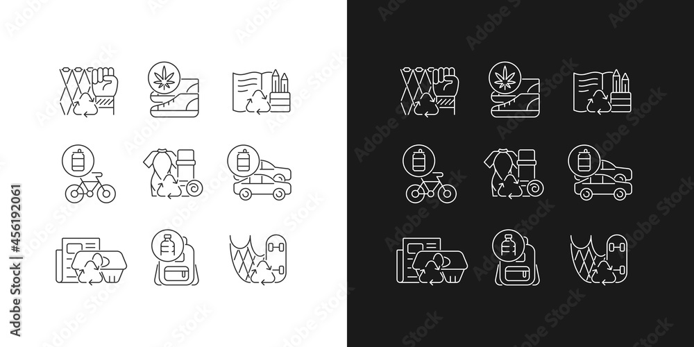 Стоковое векторное изображение «Reducing waste linear icons set for ...