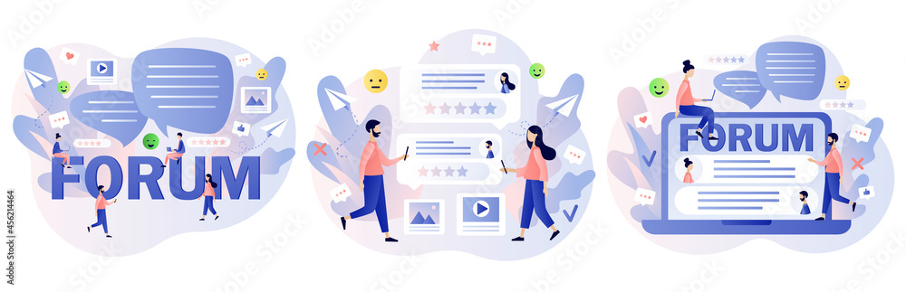 Online forum concept. Internet chat messages, dialog, conversation in ...