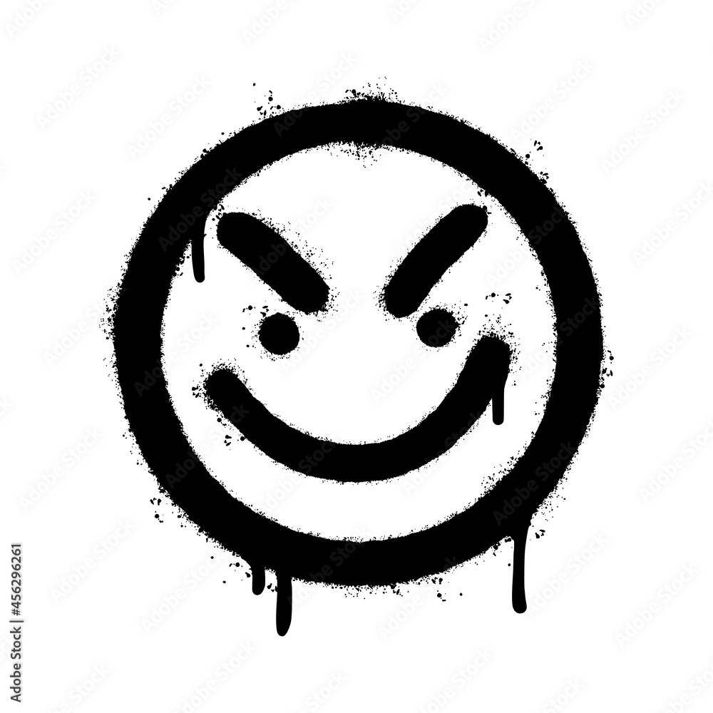 graffiti angry face emoticon sprayed isolated on white background ...