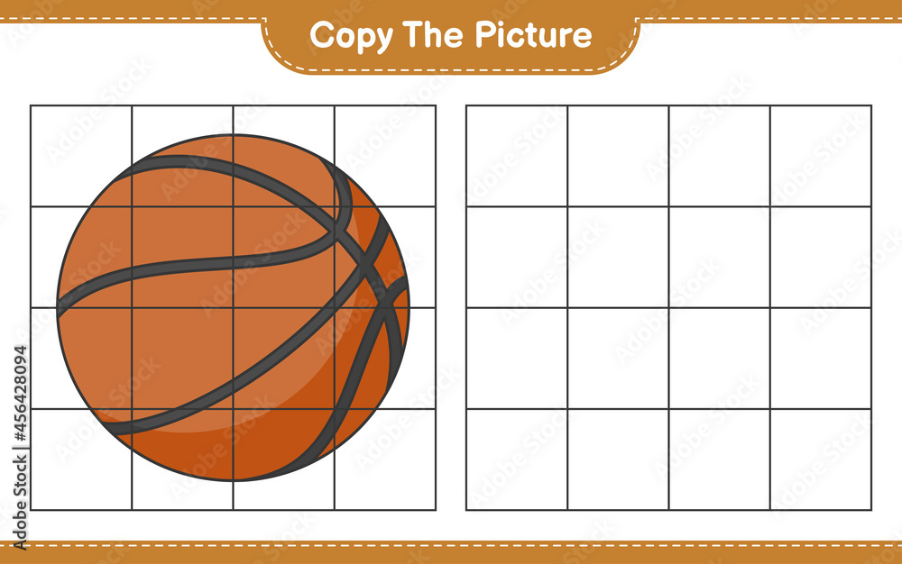 Copy the picture, copy the picture of Basketball using grid lines ...