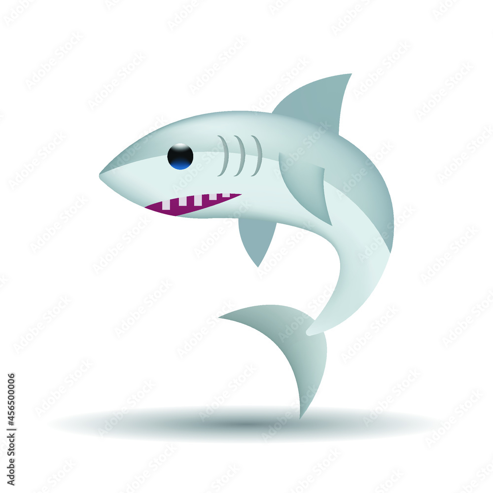 Shark vector emoji illustration isolated on white background. 3d ...