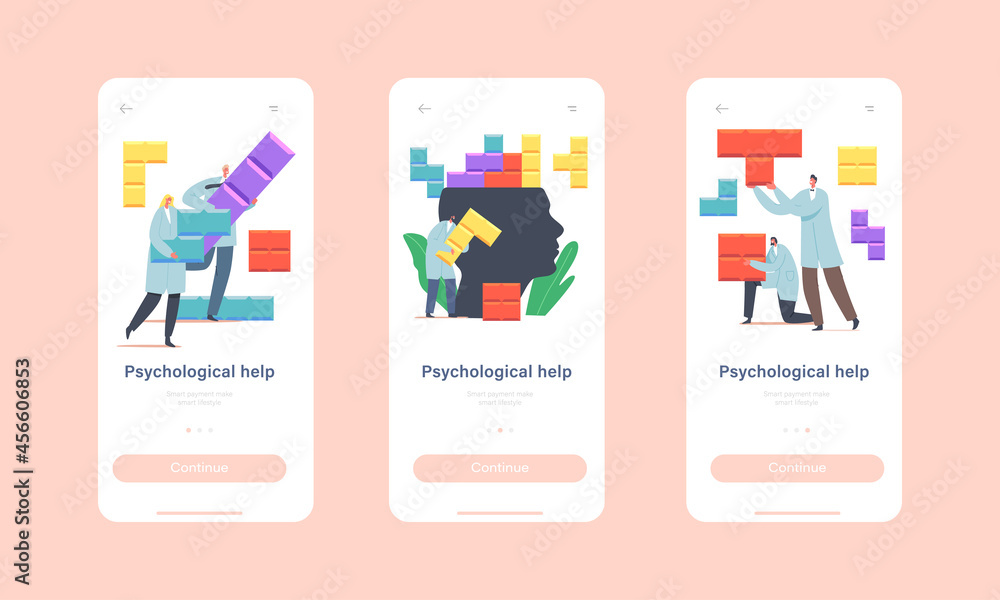 Psychological Help Mobile App Page Onboard Screen Template. Tiny ...