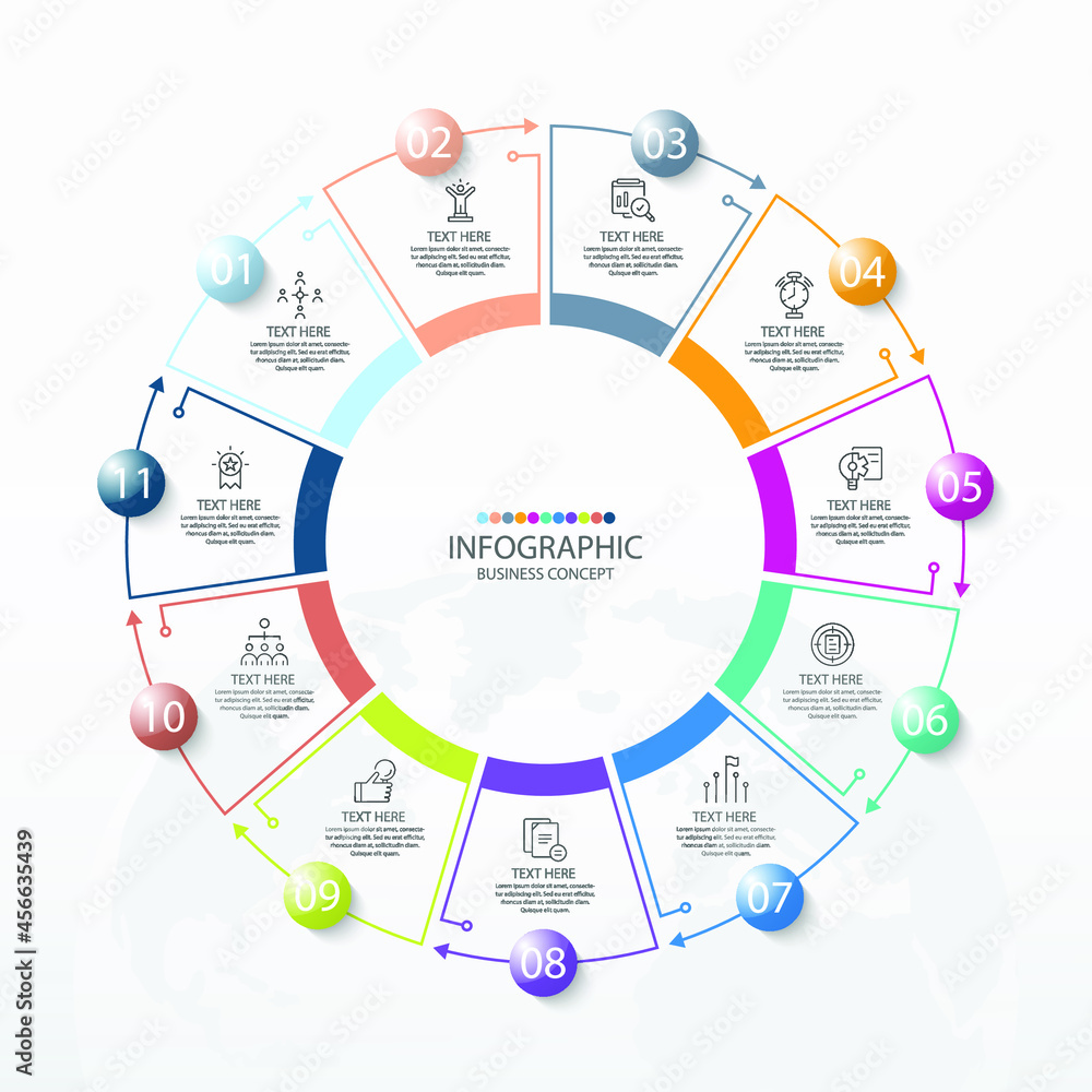 Vector de Stock Basic circle infographic template with 11 steps ...