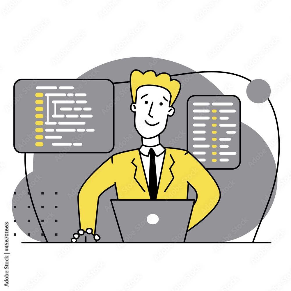 Concept of script coding, programming. A programming language ...