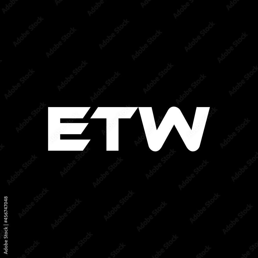 Stock-Vektorgrafik „ETW letter logo design with black background in ...