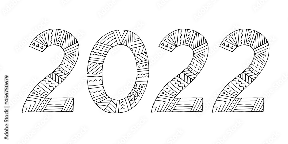 2022. Number. Date. Numbers with a colorful pattern. New year 2022 ...