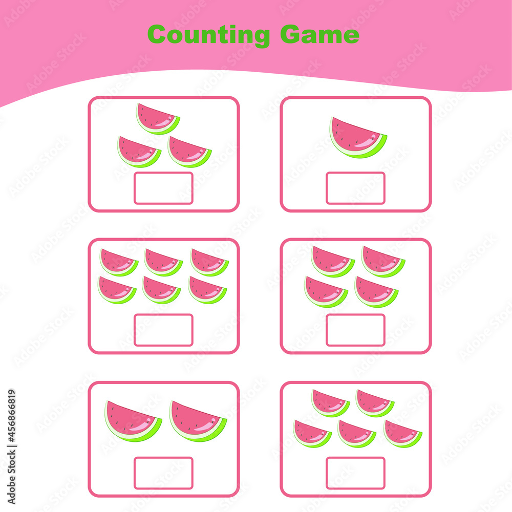Counting all fruits game for Preschool. Educational printable math ...
