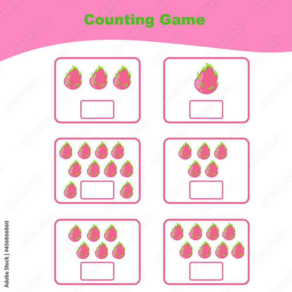 Counting all fruits game for Preschool. Educational printable math ...