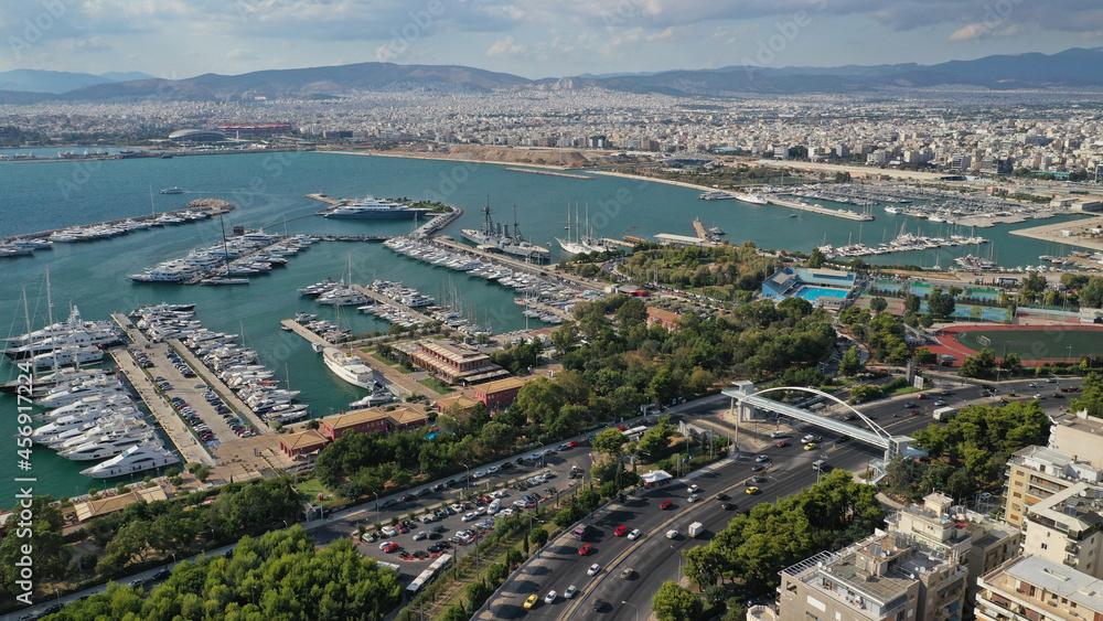Aerial drone photo of famous seaside Athens riviera area of Faliro and ...