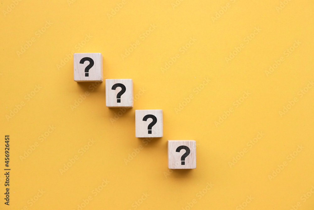 Question mark on wooden blocks lined up. Concept question mark ideas ...