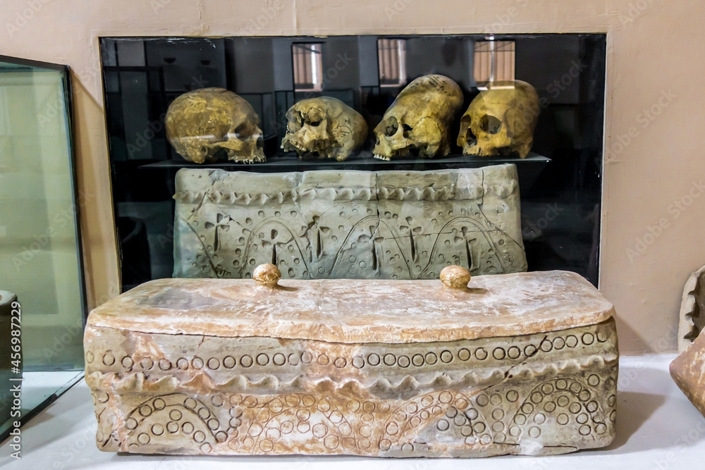 Central Asian antique ossuaries and skulls from burials of 6-8 ...